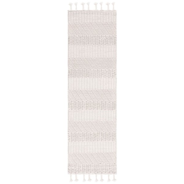 SAFAVIEH Natura 2 ft. x 8 ft. Ivory Basket Striped Solid Color Runner ...