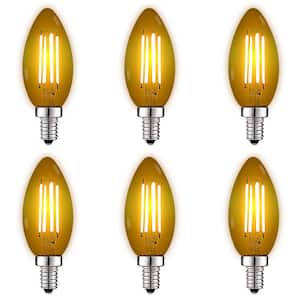 LUXRITE 40-Watt Equivalent LED Green Light Bulb, 4.5-Watt, Colored Glass Candelabra Bulb, UL ...
