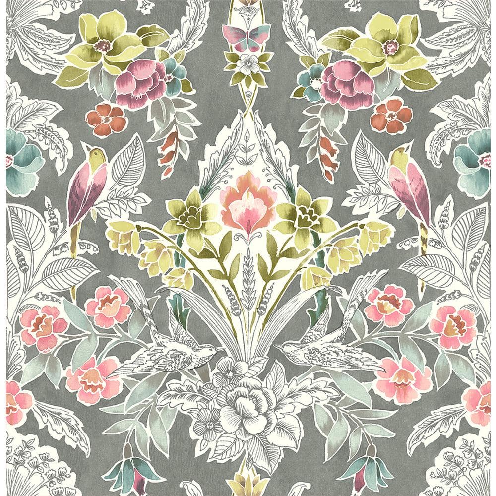 A-Street Prints Vera Multicolor Floral Damask Multicolor Wallpaper ...