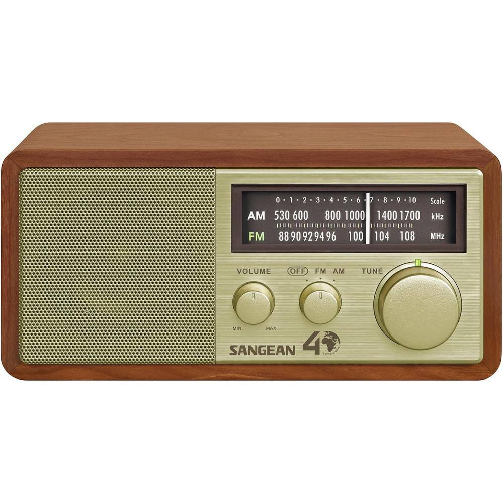 Etokfoks AM/FM Radio, Solid MDF Cabinet with Real Walnut Veneer Finish ...