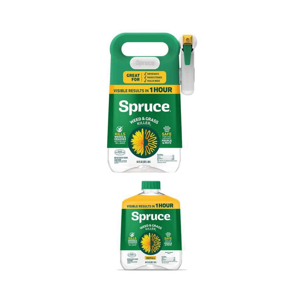 Spruce 64 oz. Snap and Spray Weed and Grass Killer Starter Kit and 64 oz. Refill Combo - The ...