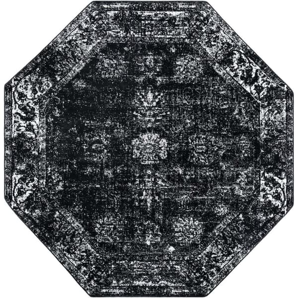 Unique Loom Sofia Casino Black 7 ft. 10 in. x 7 ft. 10 in. Area Rug ...