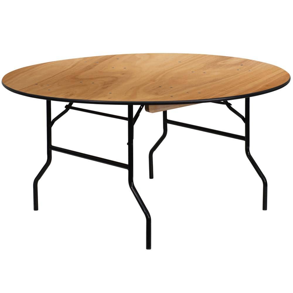Carnegy Avenue Furman 60 in. L Round Natural Wood Top with Clear Coated ...