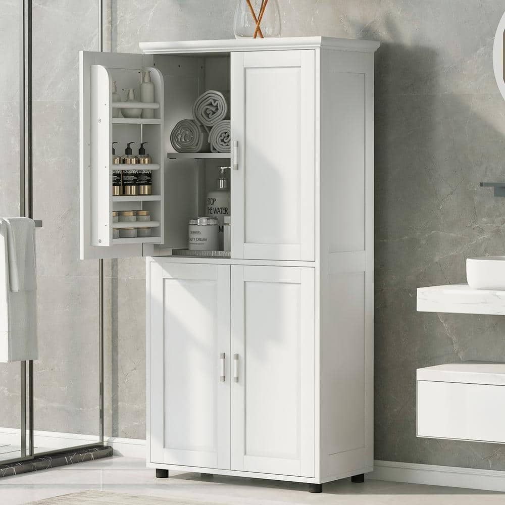 Tenleaf 31 in. W x 16 in. D x 62 in. H White MDF Freestanding Linen ...