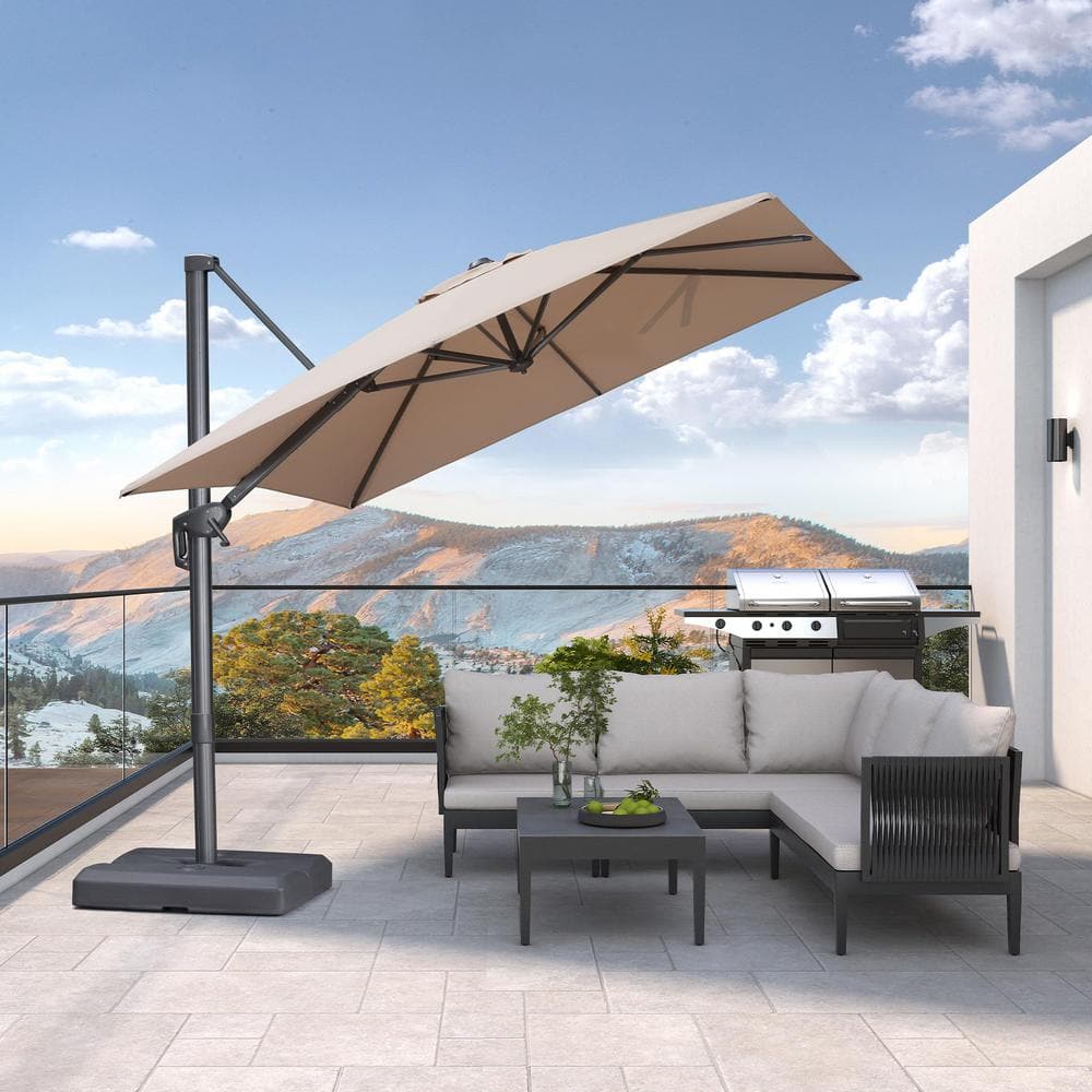 PURPLE LEAF 8 ft. Square Outdoor Patio Cantilever Umbrella Aluminum ...
