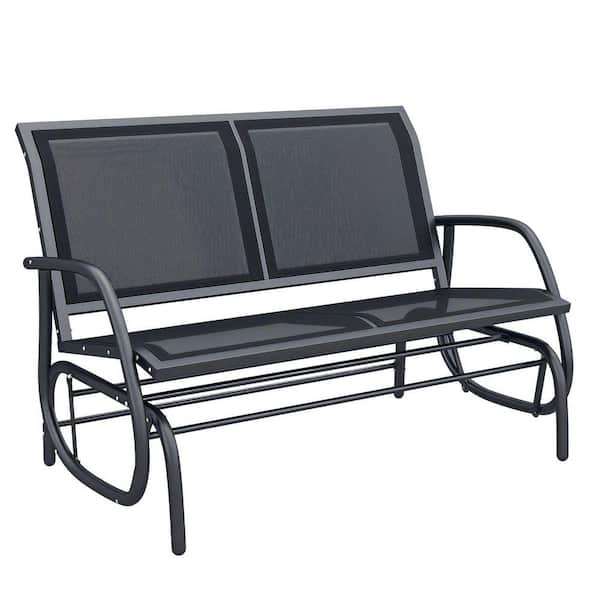 Tileon Metal Double Seat Glider Outdoor Glider Bench, Patio Double ...