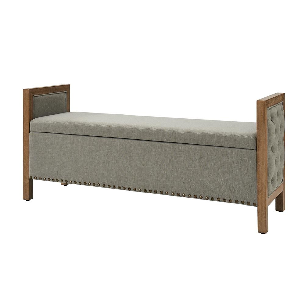 JAYDEN CREATION Marilyn Grey Farmhouse Flip Top Bedroom Storage Bench ...
