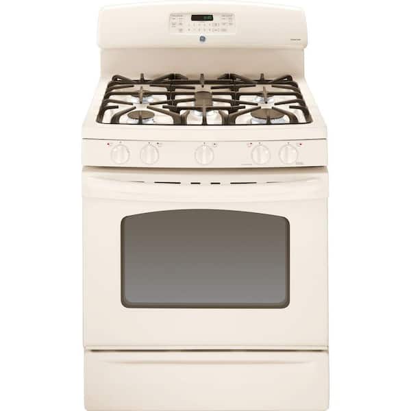 GE 5.0 cu. ft. Gas Range with Self-Cleaning Convection Oven in Bisque ...