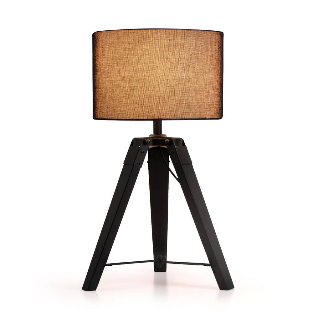 Keazile Clara 18 in. Black Tripod Table Lamp with Black Round Shade and E26 Base KZ-TL-003-BK-1 ...