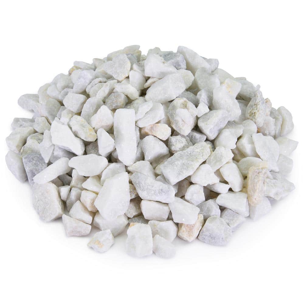 Yard Elements 25 Cu. Ft. of Small 3/4 in. White Ice Bulk Landscape Rock ...