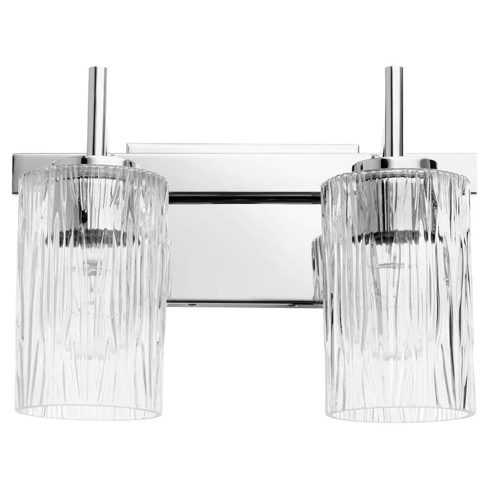 Quorum International 2-Light - 100-Watt Medium Lamp Base Light Vanity 13 in. Width with 2 Clear ...