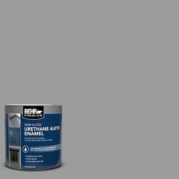 BEHR PREMIUM 1 qt. #AE-51 Coast Guard Gray Semi-Gloss Enamel Urethane ...