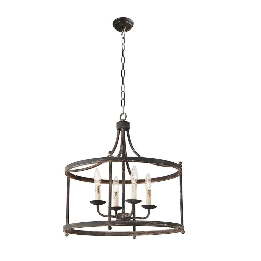 Maroco 4-Light Bronze Rustic Lantern Chandelier for Kitchen Island with ...