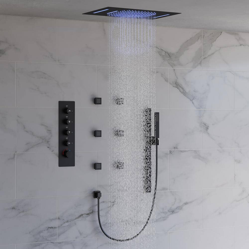 Reviews for EVERSTEIN 15-Spray 23 in. L x 15 in. W LED Flush Ceiling Mount Waterfall Fixed and ...