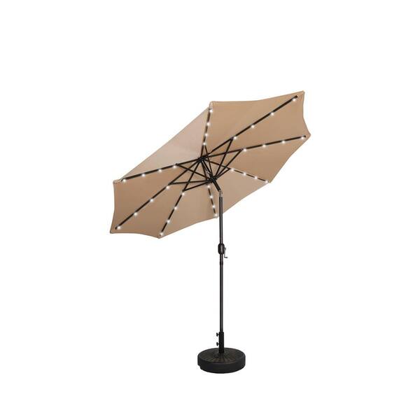 WESTIN OUTDOOR Marina 9 ft. Solar LED Market Patio Umbrella with Black ...