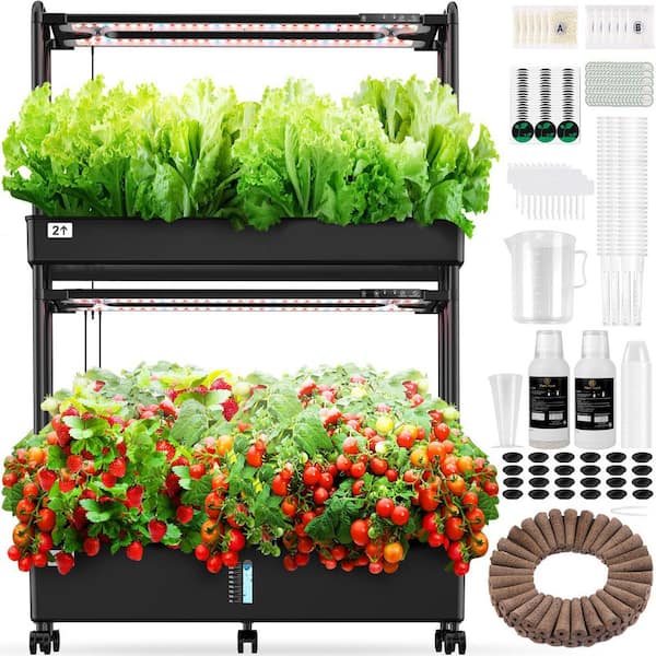 .N/A 64 Inch Tall 9-Layer Hydroponic Growing Tower with 36 Plant Spots ...