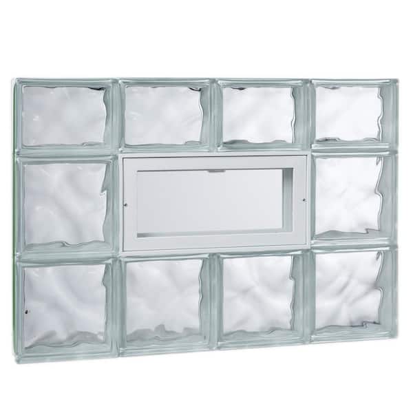 TAFCO WINDOWS 31 in. x 21.25 in. x 3.125 in. Wave Pattern Glass Block ...