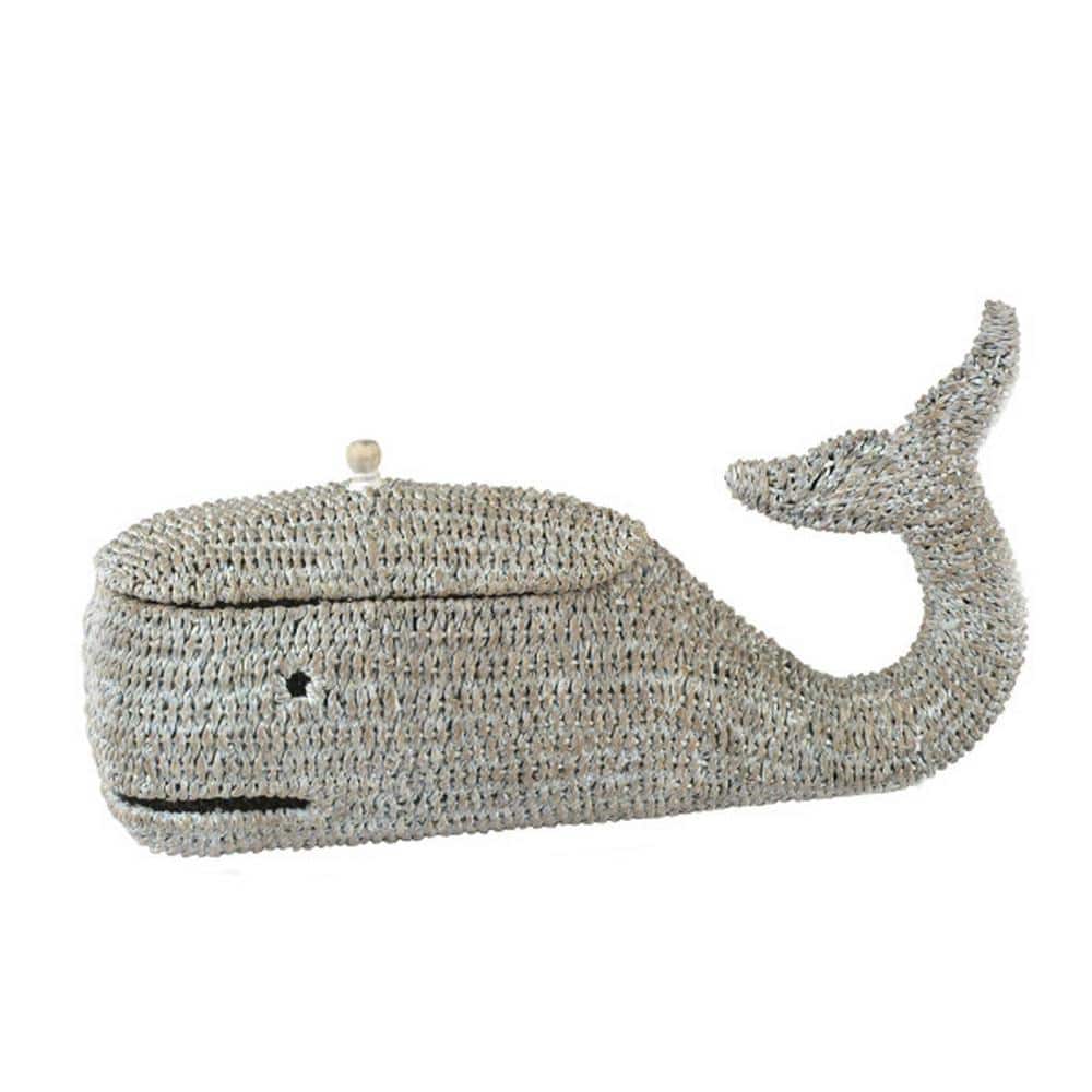 Storied Home Whale Shaped Woven Bankuan Rope Box with Lid in Grey ...