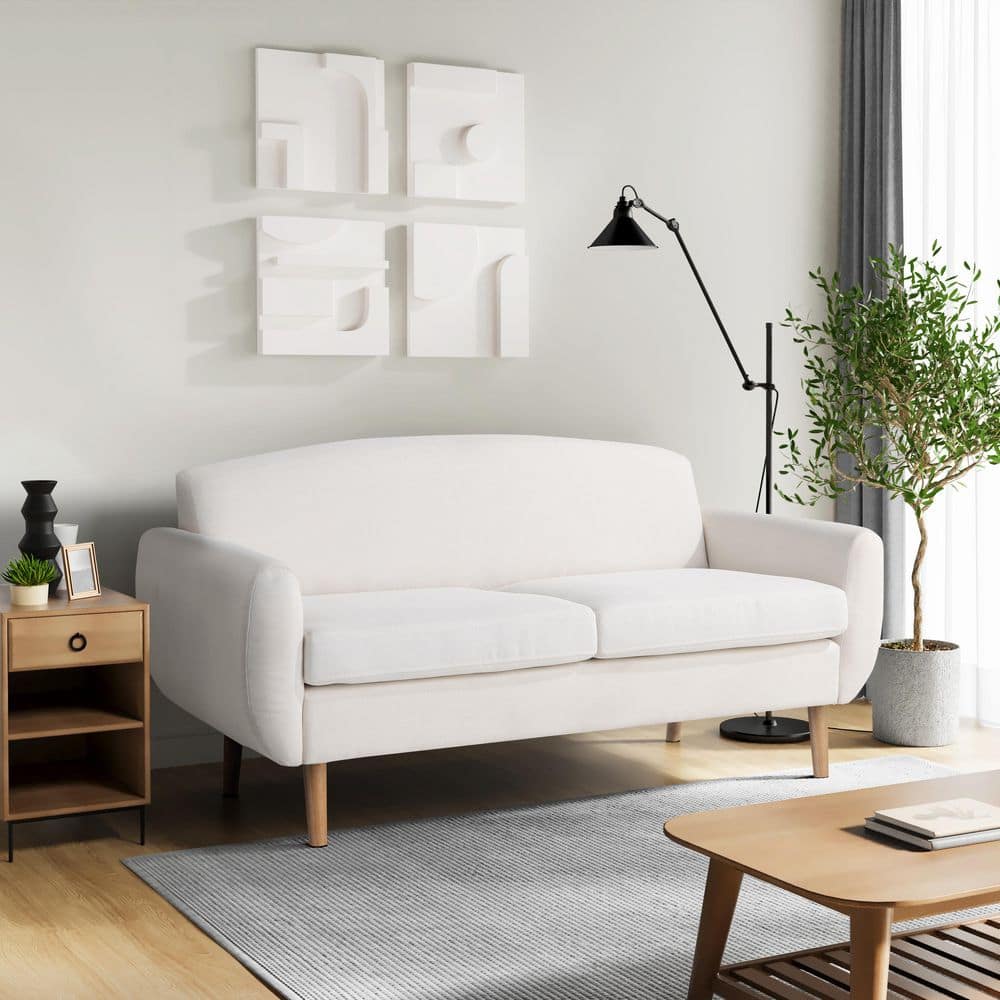 Serta Greenwich 61.22 in. Round Arm Woven Polyester Rectangle Sofa in ...