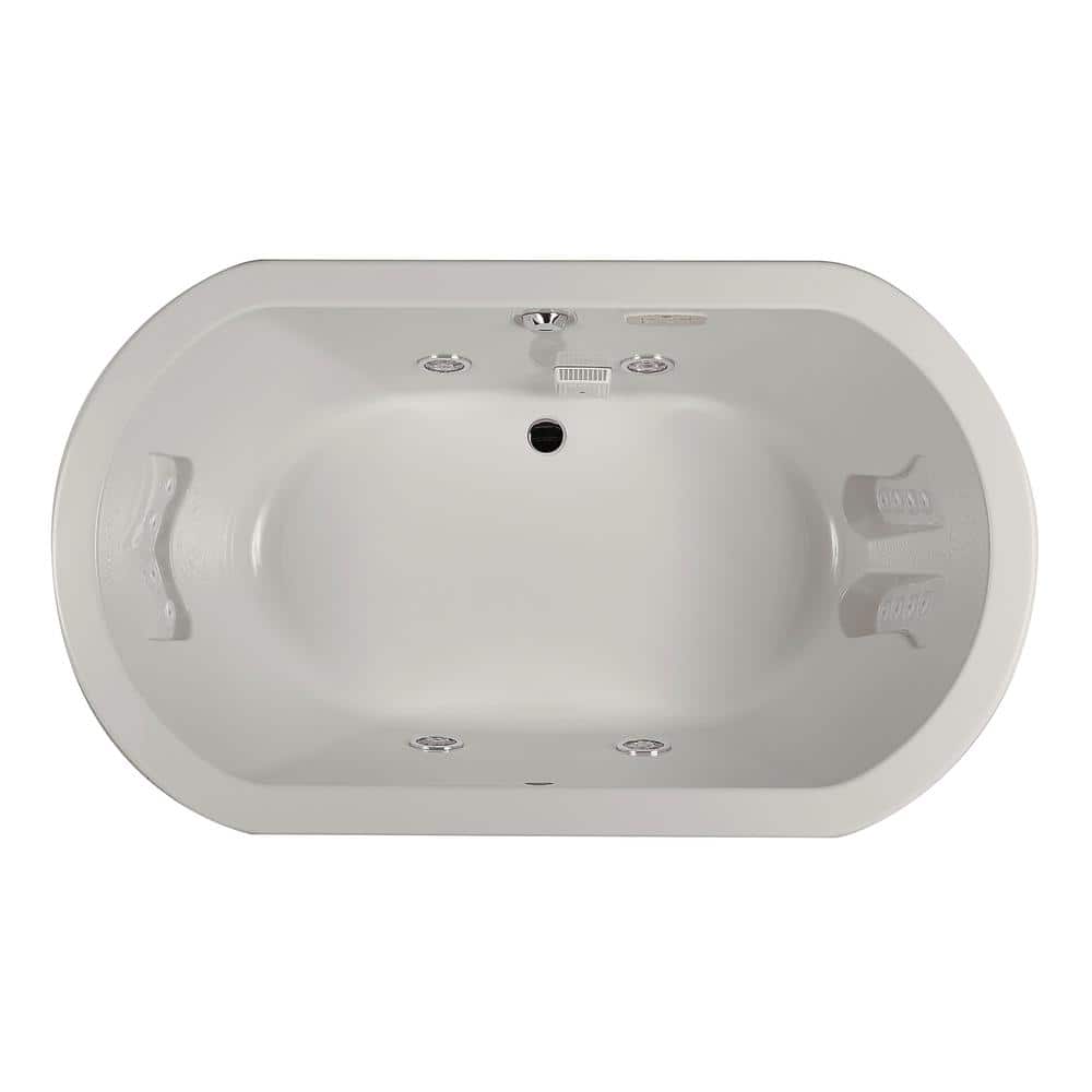 JACUZZI Anza 60 in. x 42 in. Oval Whirlpool Bathtub with Center Drain ...