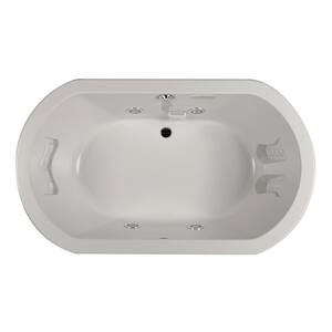 JACUZZI ANZA 60 in. x 42 in. Oval Whirlpool Bathtub with Center Drain ...