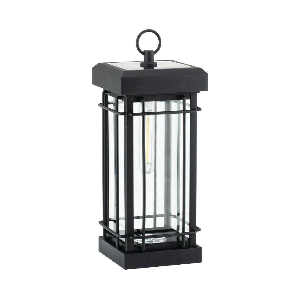 Monteaux Lighting Black Dusk to Dawn Outdoor Solar Tabletop Lantern ...