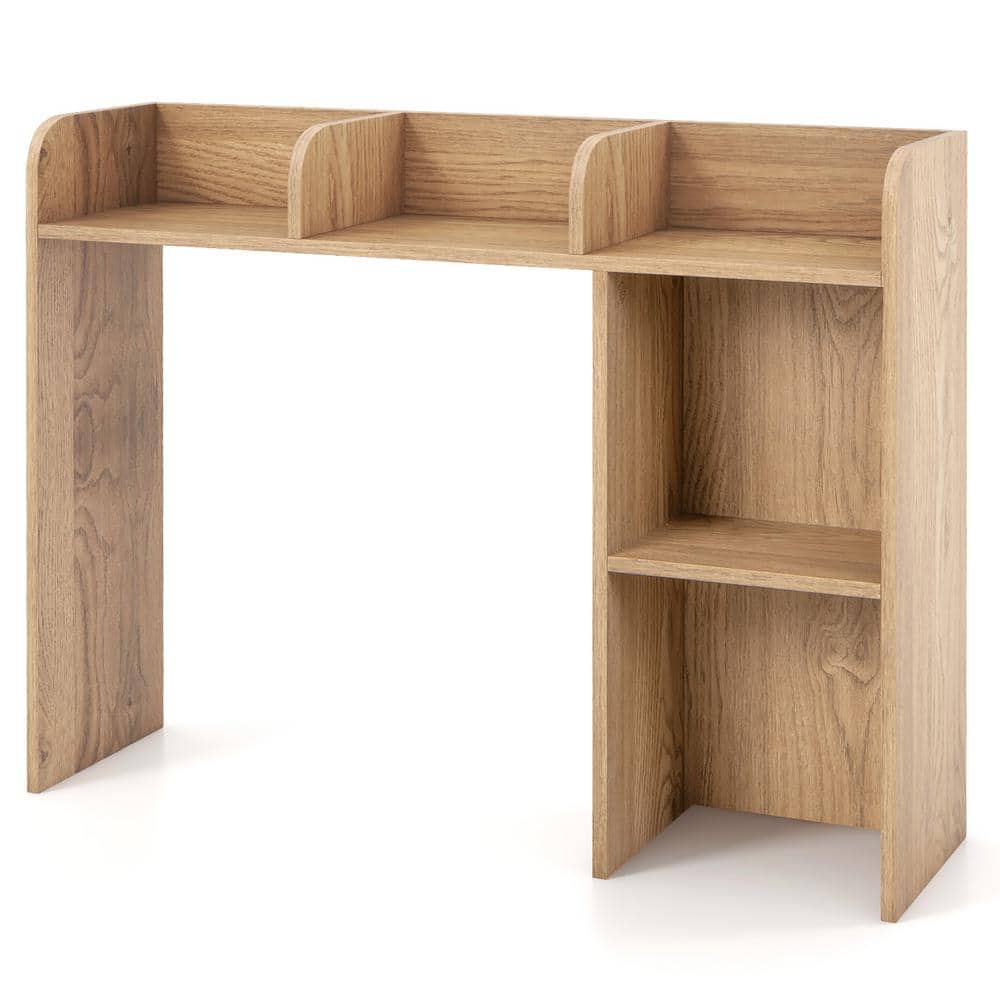 Costway 29 in. Tall Engineered Wood Natural Desk Bookshelf Desktop Storage Organizer Display Shelf Rack Dorm Office Bookcase P12I 10N4 A71NA The Home Depot