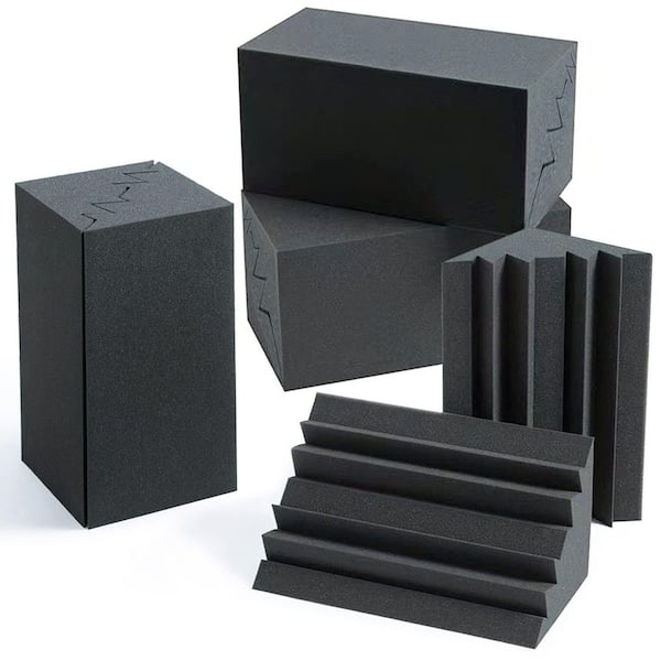 Laybus 12 in. x 7 in. x 7 in. Black Acoustic Foam Bass Traps (8-Pack ...