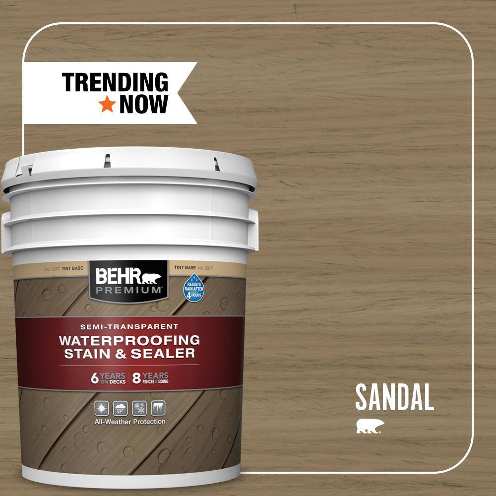 BEHR PREMIUM 5 gal. #ST-121 Sandal Semi-Transparent Waterproofing ...