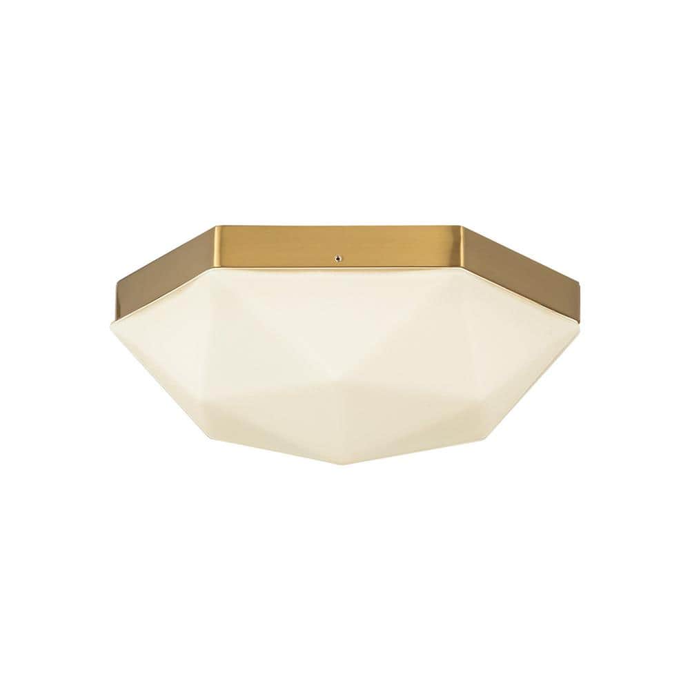 ALORA MOOD Krysta 12 in. 2 Light 40-Watt Brushed Gold/Opal Glass Flush ...