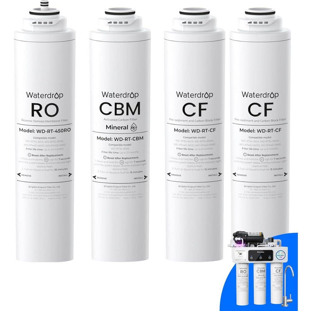 Waterdrop WD-T3-RCMO Replacement Filter, Pack of 1RO, 2CF and 1CBM ...