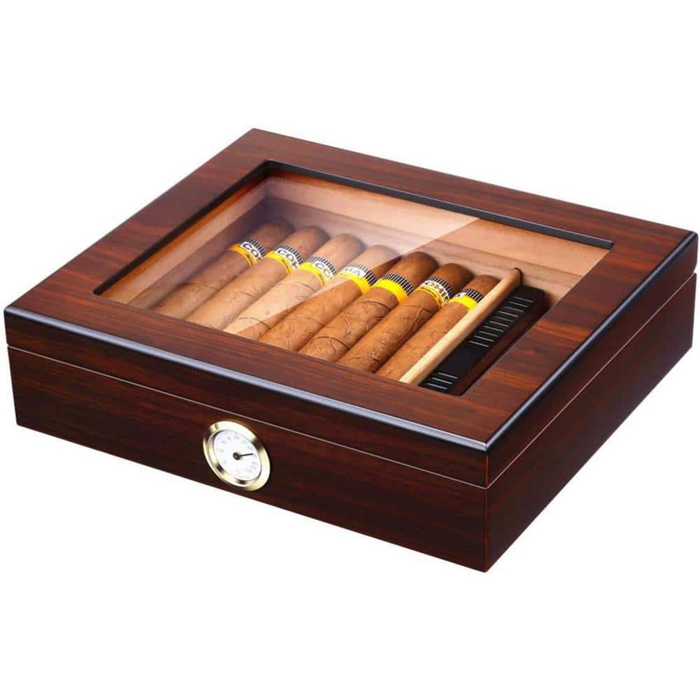 Afoxsos Handmade Cigar Humidor Desktop Box with Humidifier and ...