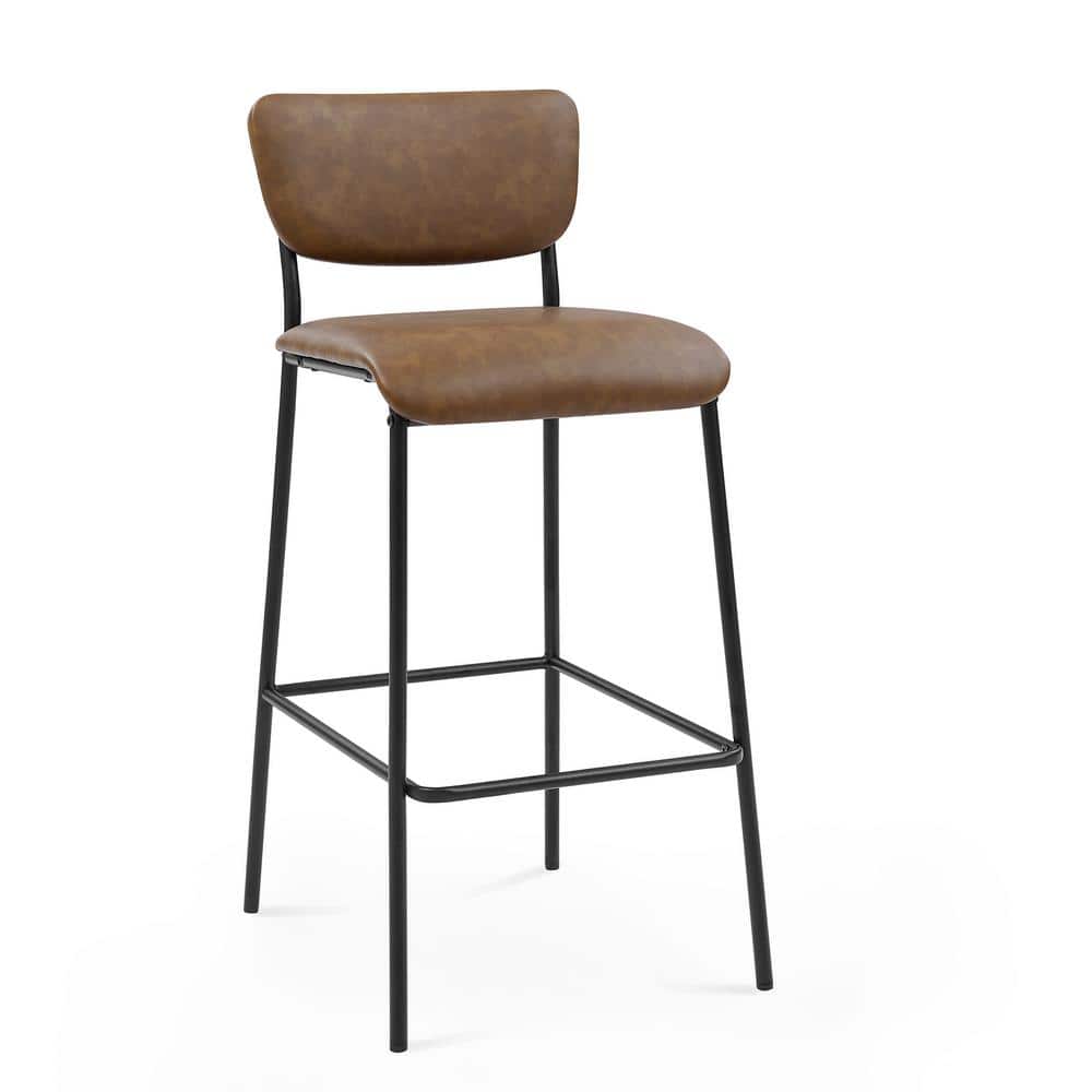 URTR 38.5 in. Brown Low Back Metal Frame Bar Stools, Dining Chair Pub ...