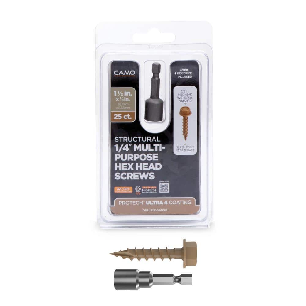 CAMO 1/4 in. x 1-1/2 in. Hex Head Multi-Purpose Hex Drive Structural ...