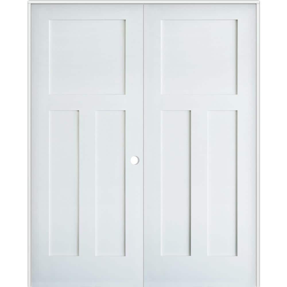 Krosswood Doors 64 in. x 80 in. Craftsman Shaker 3-Panel Left Handed ...