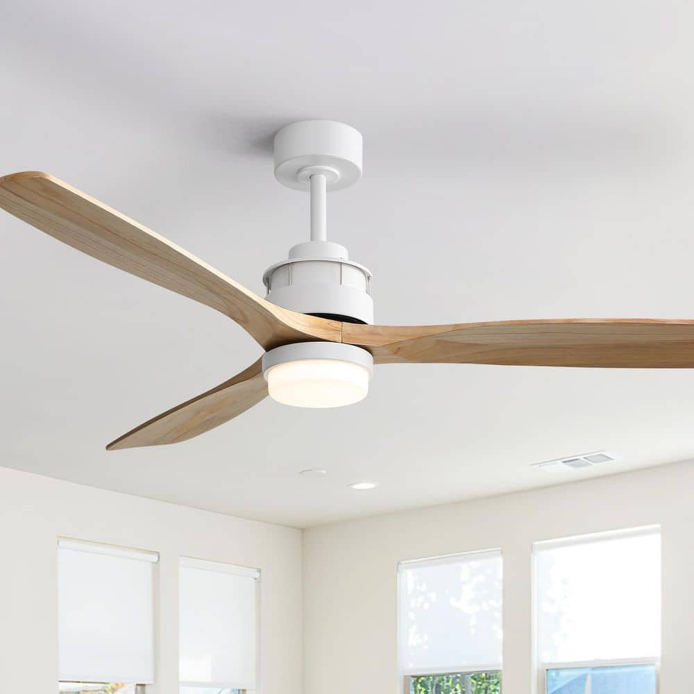 CACI Mall 60 in. Integrated LED Indoor/Outdoor White Ceiling Fan with ...