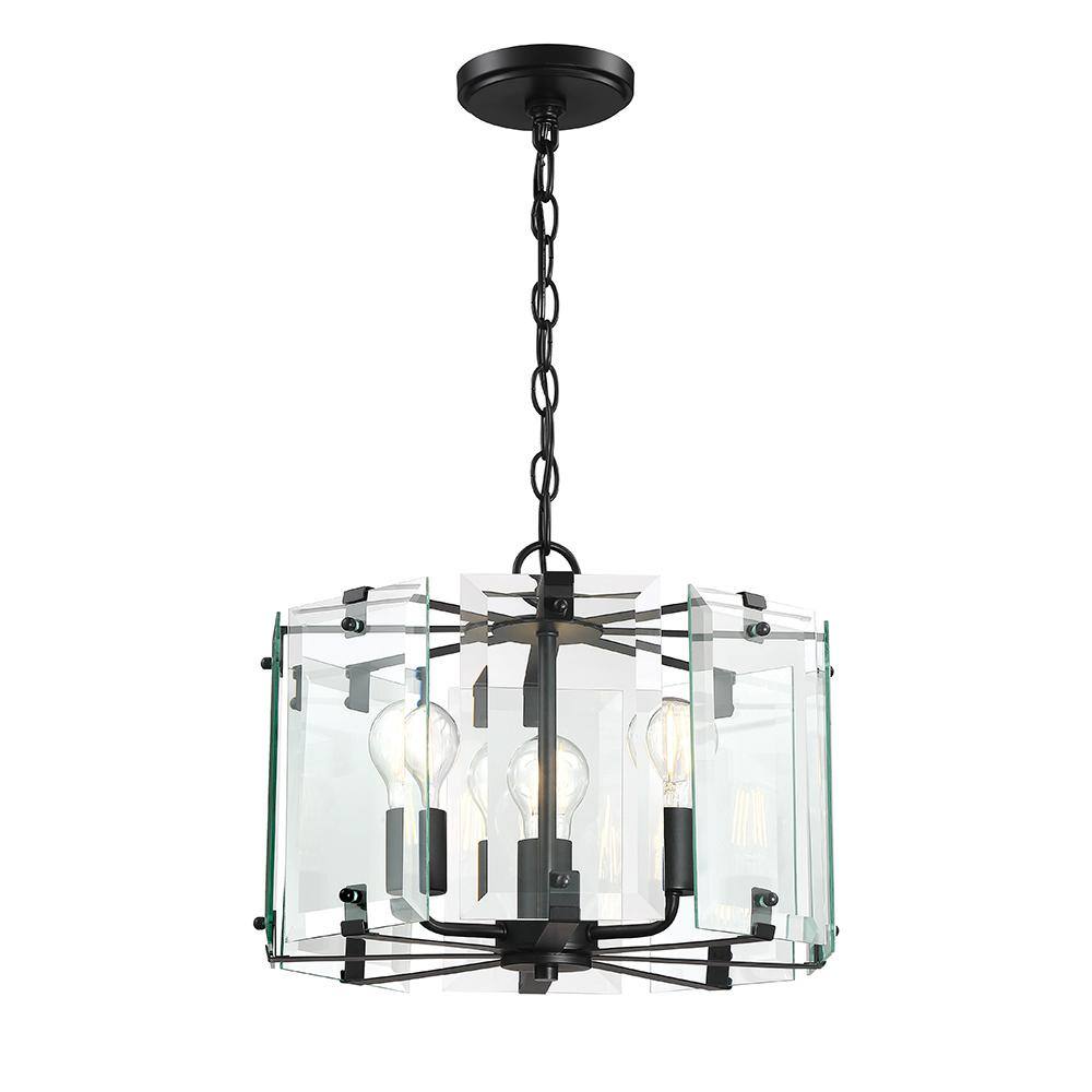 Cordelia Lighting Harper 60-Watt 3-Light Black Modern Pendant Light ...