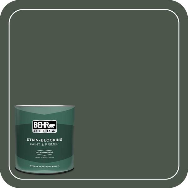 BEHR ULTRA 1 qt. #PMD-66 Deep Evergreen Extra Durable Semi-Gloss Enamel ...