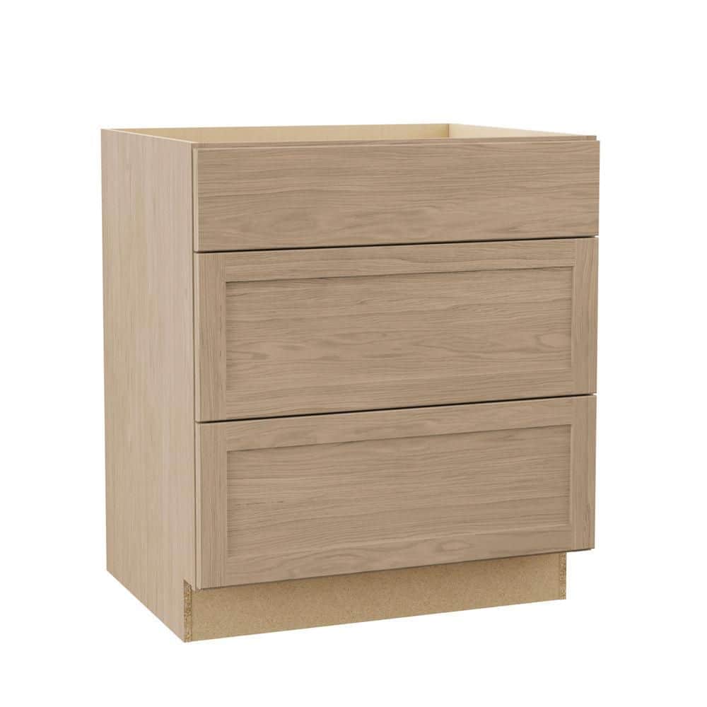 Hampton Bay Sinclair 30 in. W x 24 in. D x 34.5 in. H Assembled Drawer Base Kitchen Cabinet in ...