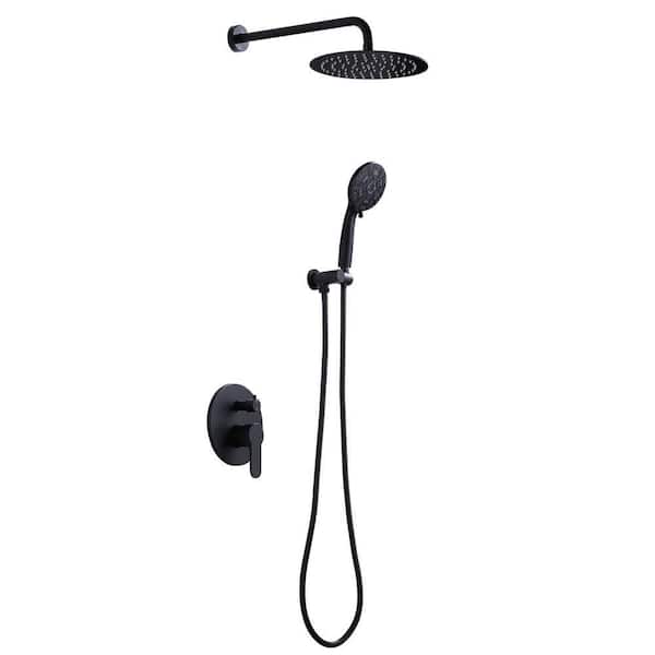 ALEASHA 8-Spray 10 in. Dual Wall Mount Round Fixed Shower Head and ...