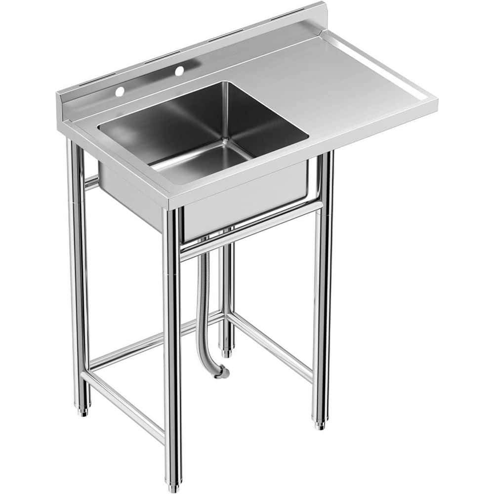 Freestanding Laundry/Utility Sink Stainless Steel, Single Bowl with Hot ...