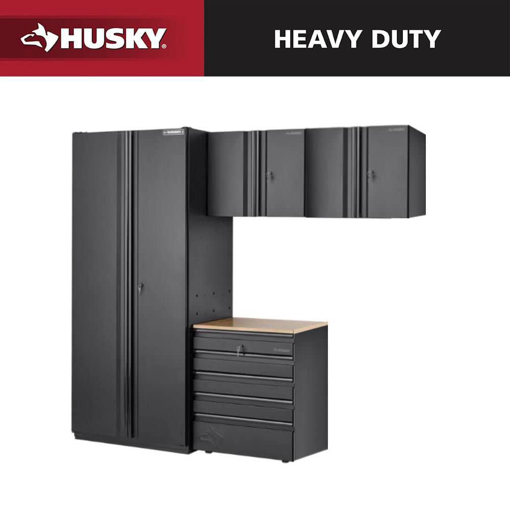Husky 4-Piece Extra Wide Heavy Duty Welded Steel Garage Storage System ...