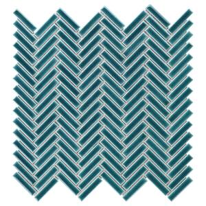 Ivy Hill Tile Motif Herringbone Royal Blue 2.78 in. x 0.25 in. Crackled ...