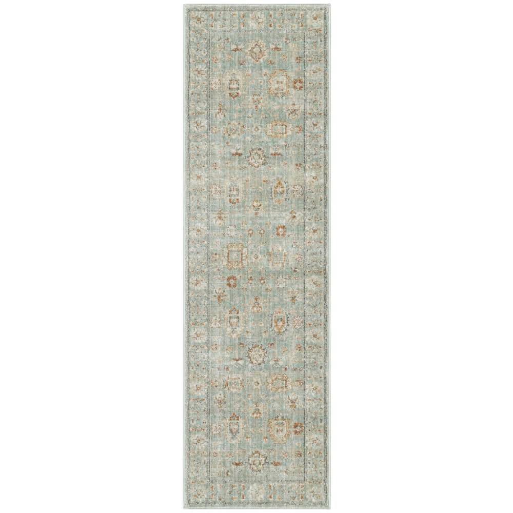 Nourison Traditional Home Mint 2 ft. x 8 ft. Distressed Traditional ...