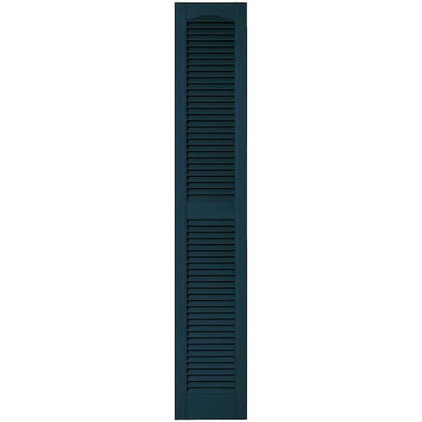 Builders Edge 12 in. x 67 in. Louvered Vinyl Exterior Shutters Pair in ...