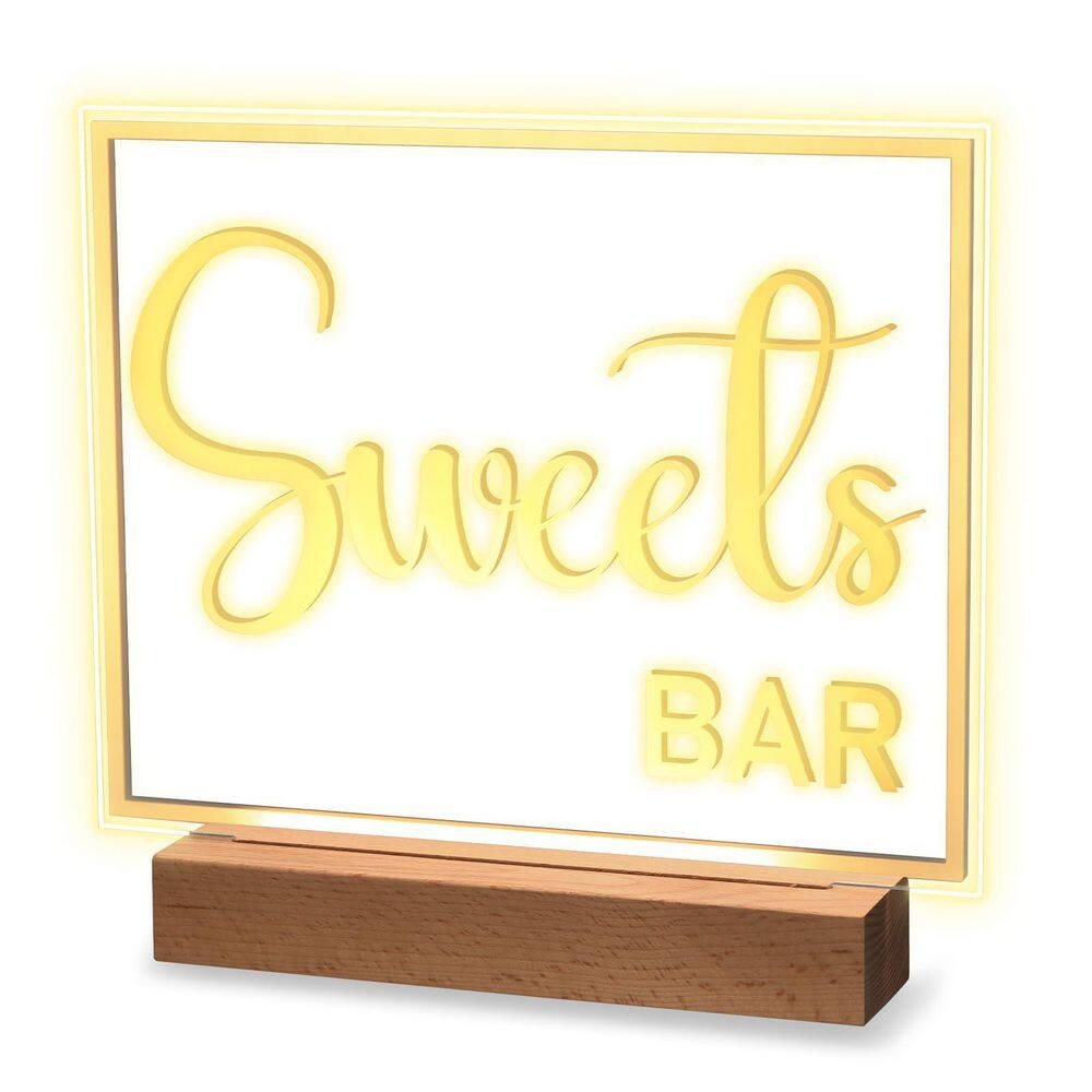Acrylic LED Neon Bar Table Sign with Stand Clear Acrylic White Text ...