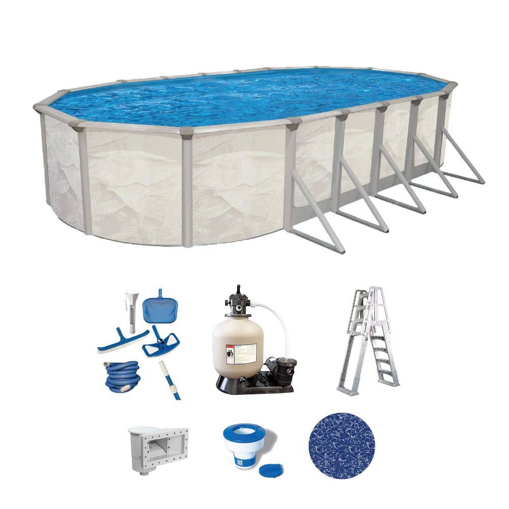AQUARIAN Independence 16 ft. x 32 ft. Oval 52 in. Deep Hard Sided Above ...