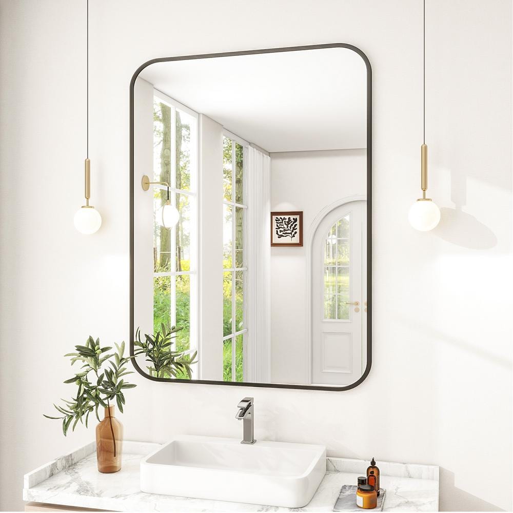 XRAMFY 30 in. W x 39 in. H Rectangular Modern Aluminum Alloy Framed ...