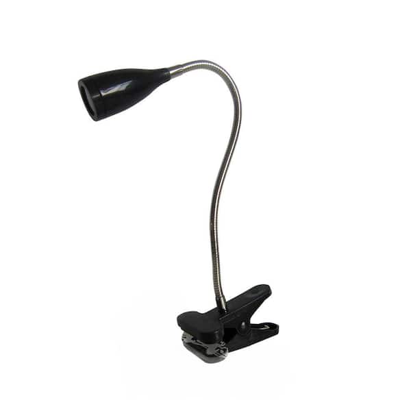 Simple Designs 17.70 in. Black Flexible Gooseneck LED Clip Light Desk ...