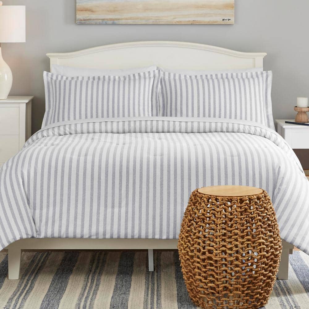 StyleWell Maxine 2-Piece Steel Blue and White Printed Stripe Cotton ...